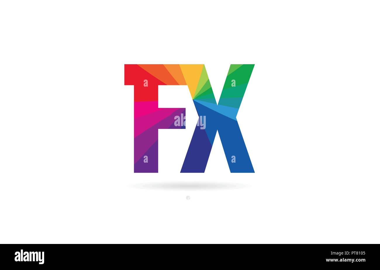 alphabet letter fx f x logo combination design with rainbow colors ...