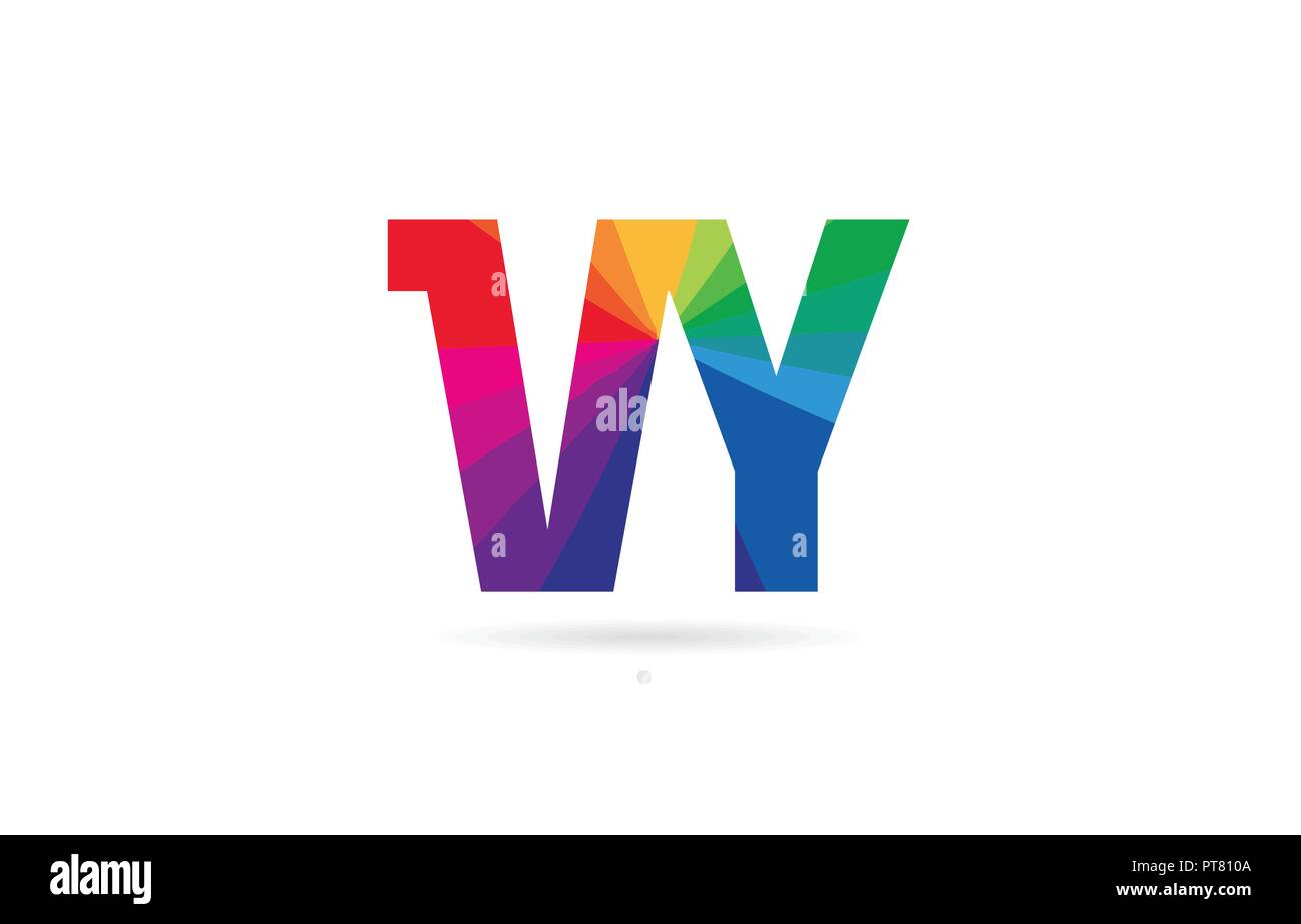 alphabet letter vy v y logo combination design with rainbow colors ...