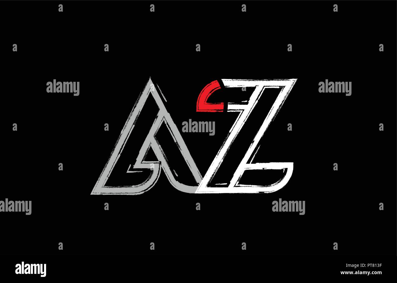 grunge alphabet letter combination az a z logo design in white red and ...