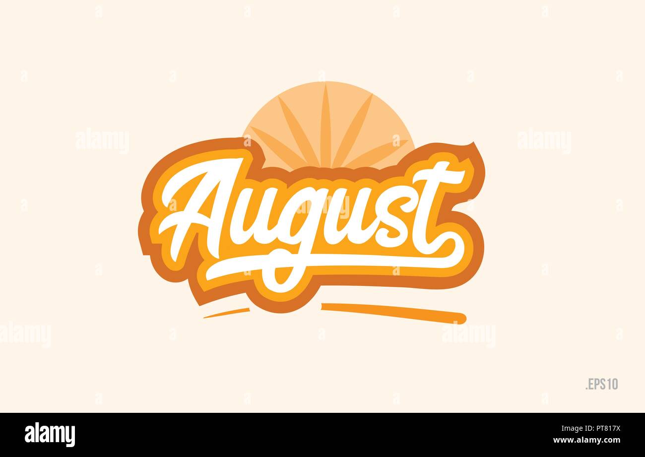 august word with orange color suitable for card icon or typography logo ...