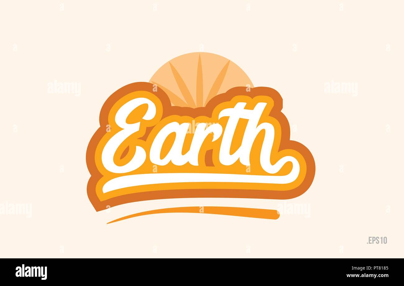 earth word with orange color suitable for card icon or typography logo ...