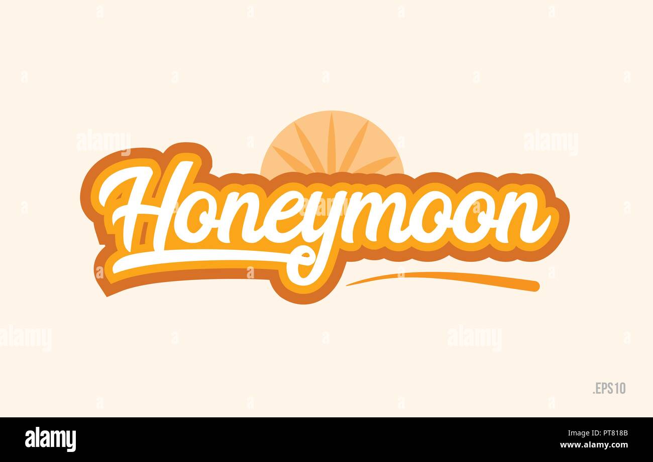 honeymoon word with orange color suitable for card icon or typography ...