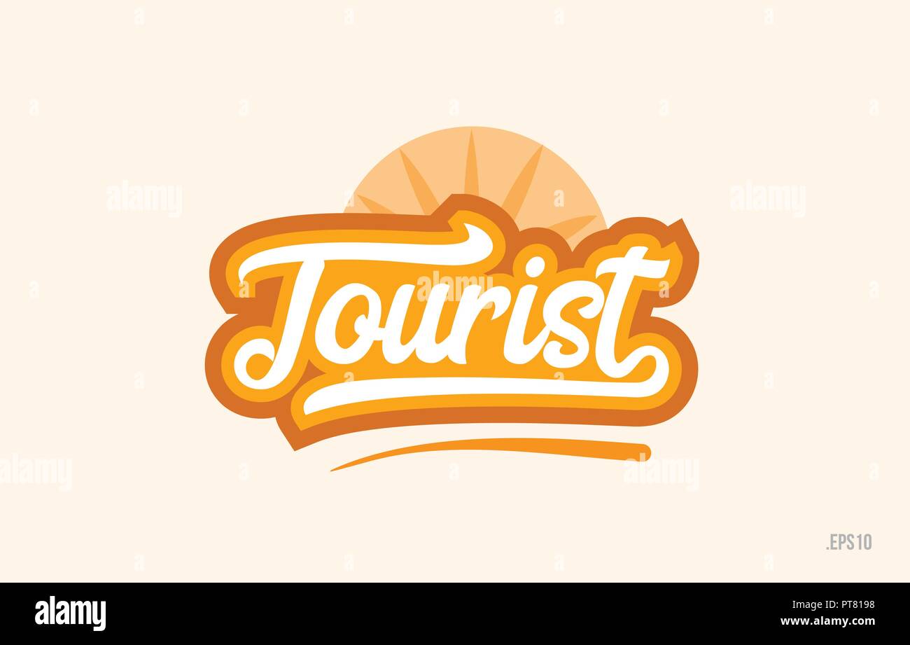 tourist word with orange color suitable for card icon or typography ...
