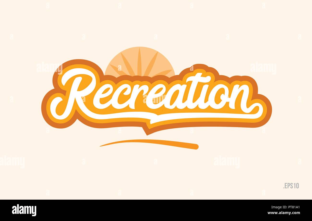 recreation word with orange color suitable for card icon or typography ...