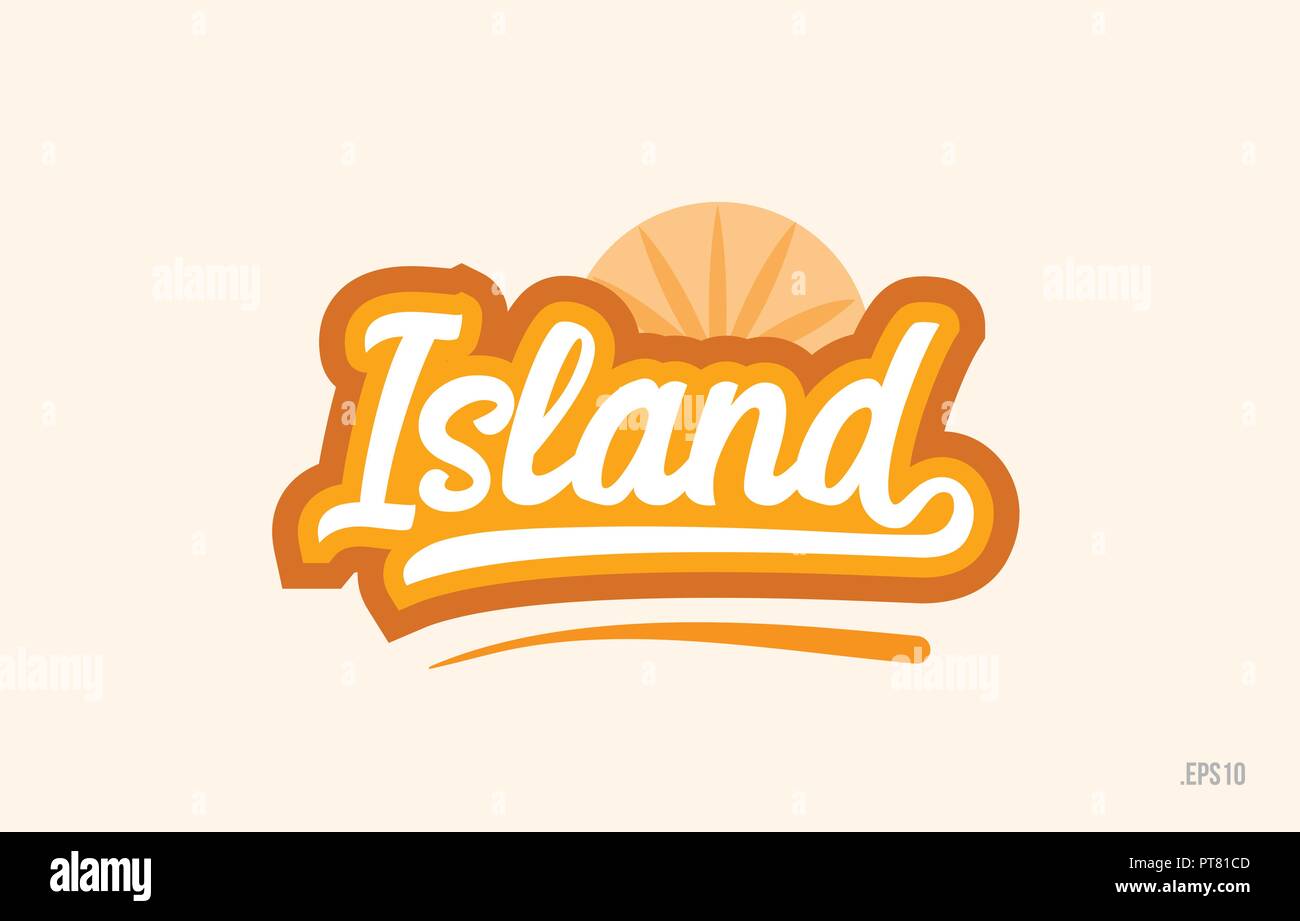 island word with orange color suitable for card icon or typography logo ...