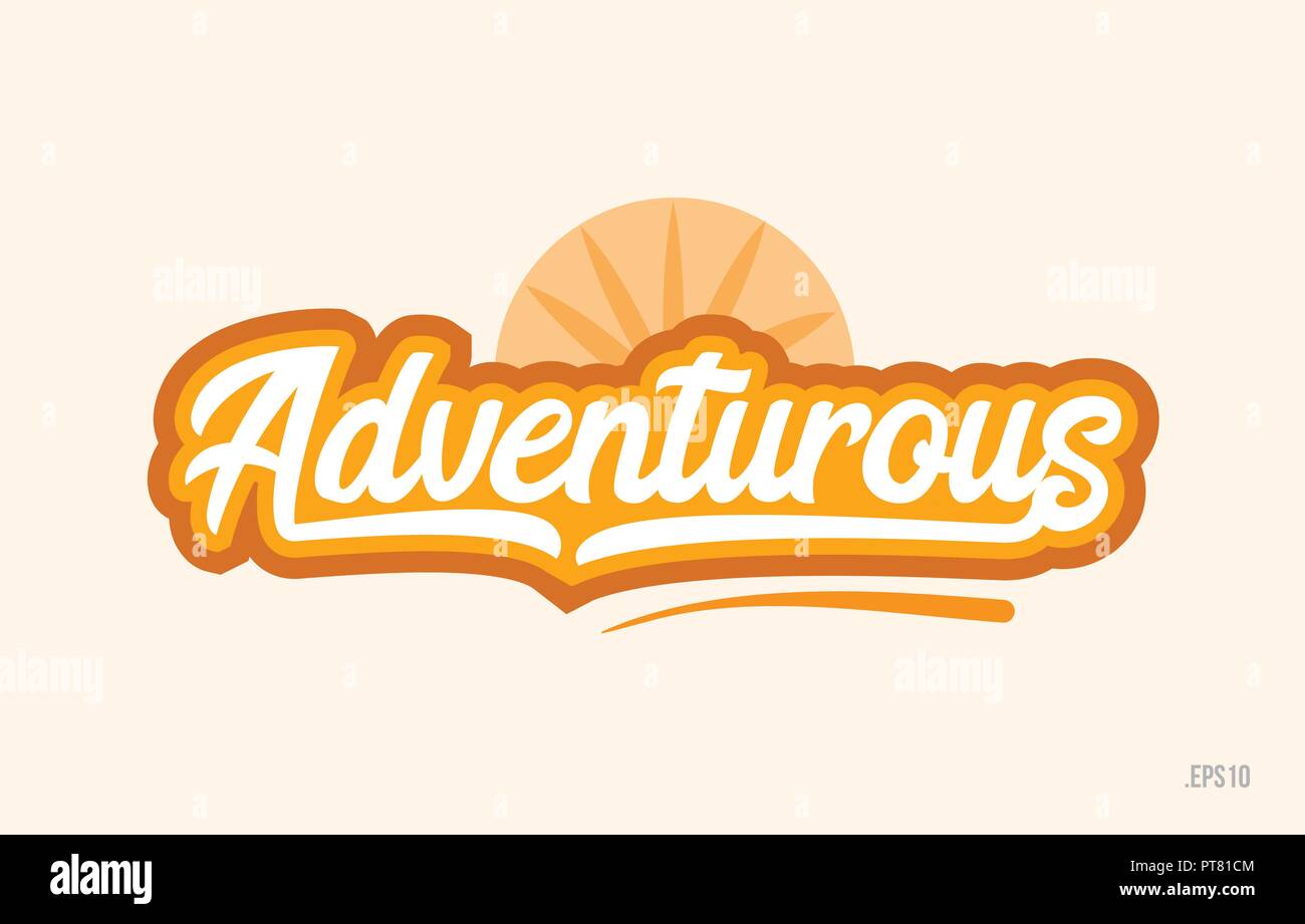adventurous word with orange color suitable for card icon or typography ...