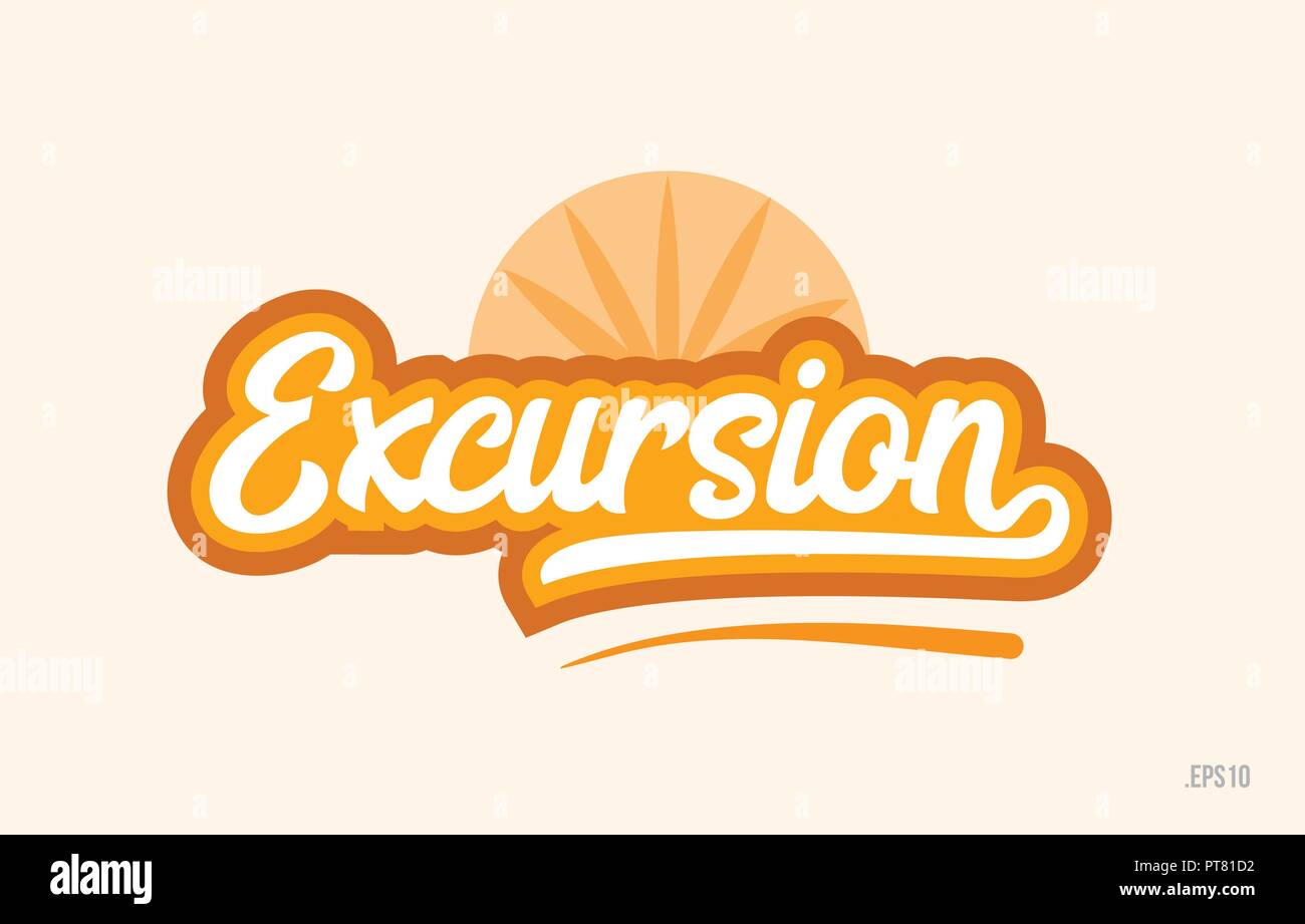 excursion word with orange color suitable for card icon or typography ...