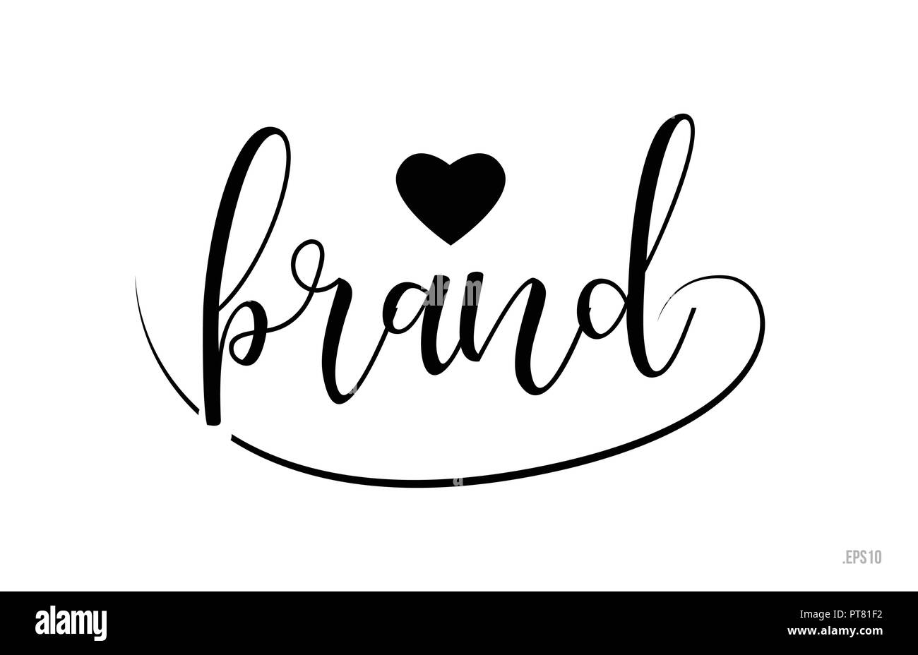 brand word text with black and white love heart suitable for card ...