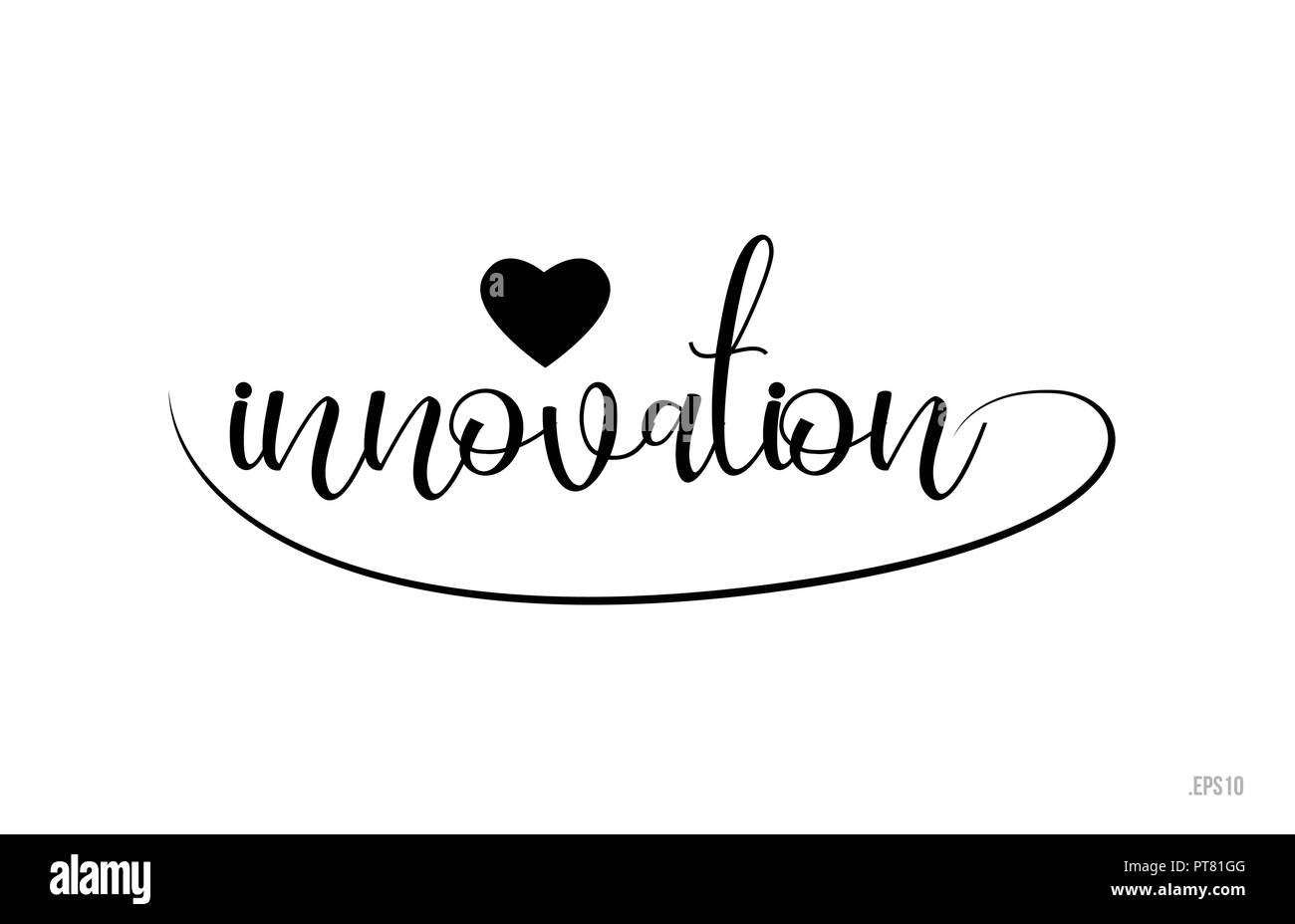 innovation word text with black and white love heart suitable for card ...