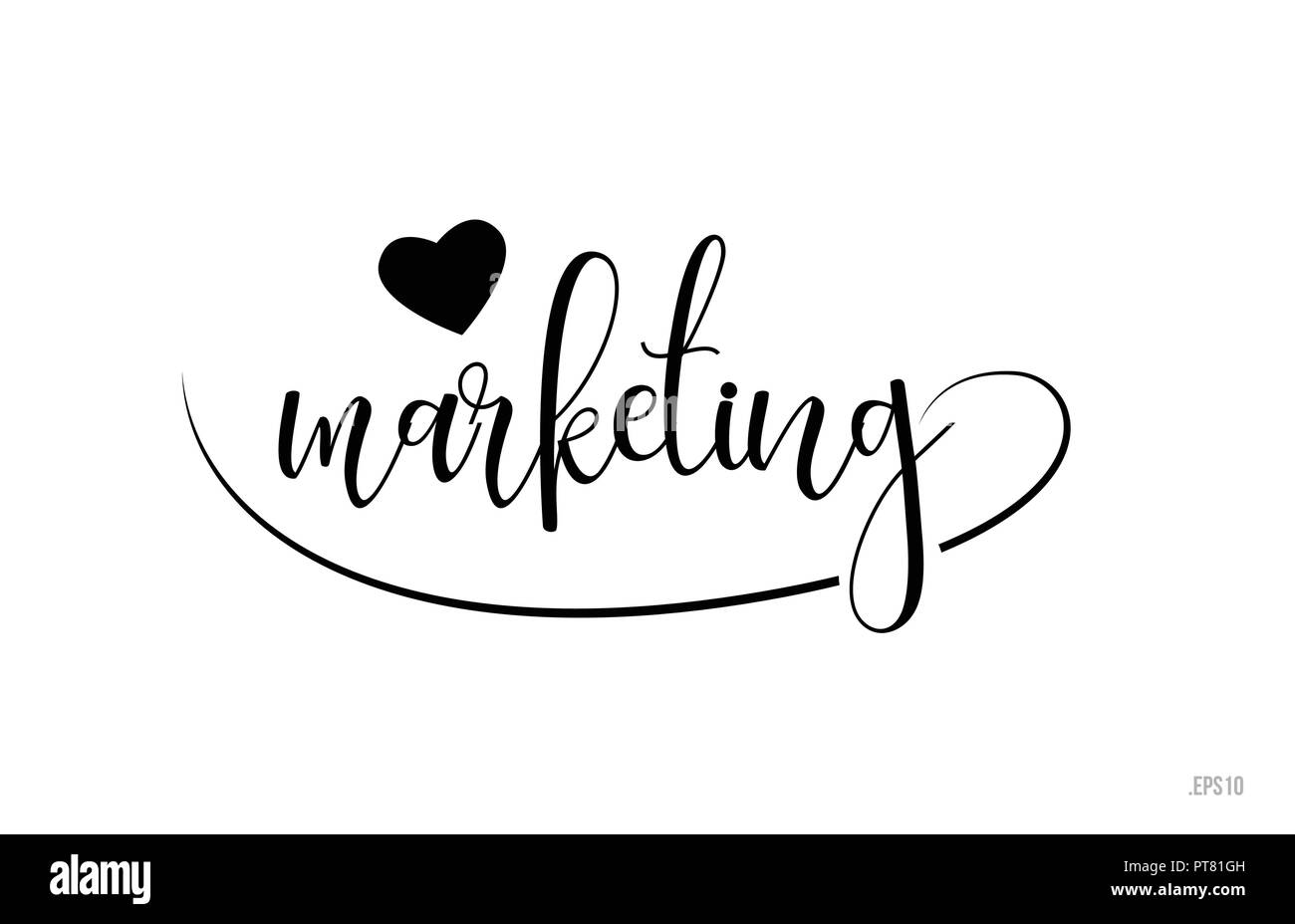 marketing word text with black and white love heart suitable for card ...