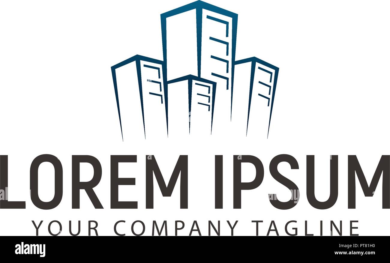 Building hand drawn real estate logo design concept template Stock ...