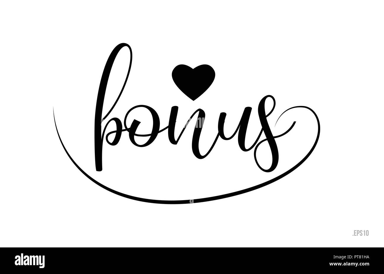bonus word text with black and white love heart suitable for card ...