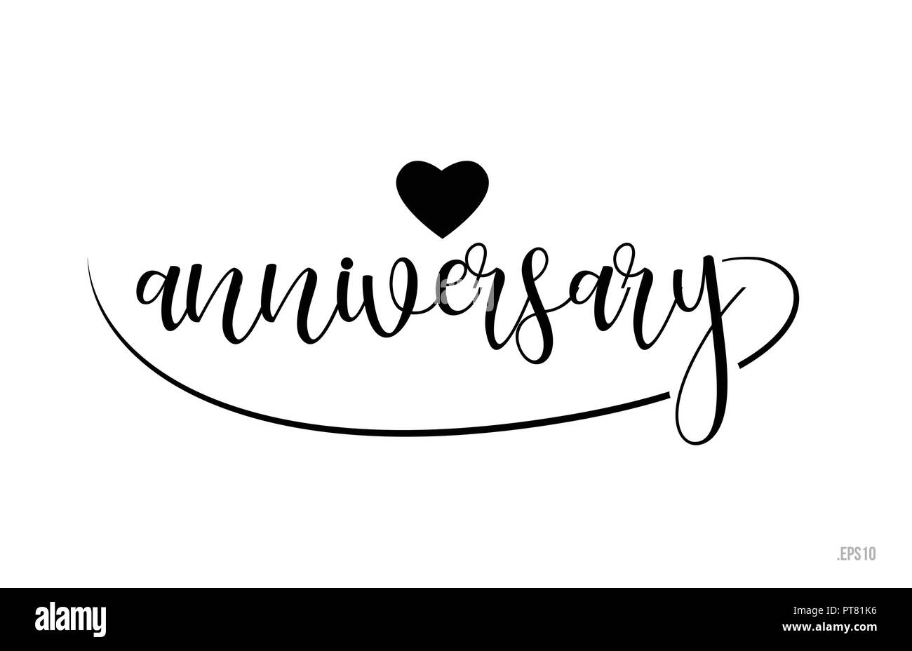 anniversary word text with black and white love heart suitable for card ...