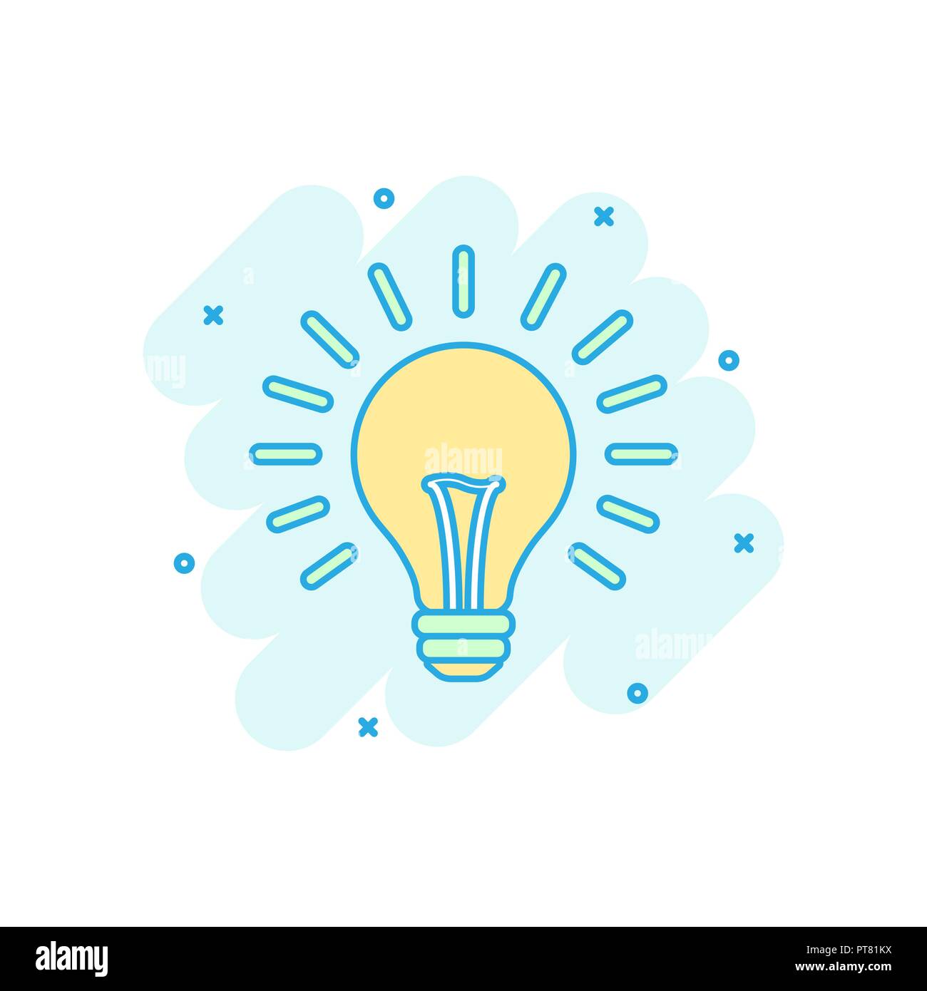 Cartoon colored halogen lightbulb icon in comic style. Light bulb ...