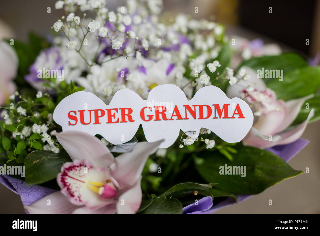 Heart-shaped word GRANDMA, page for Your inscription on the flowers ...