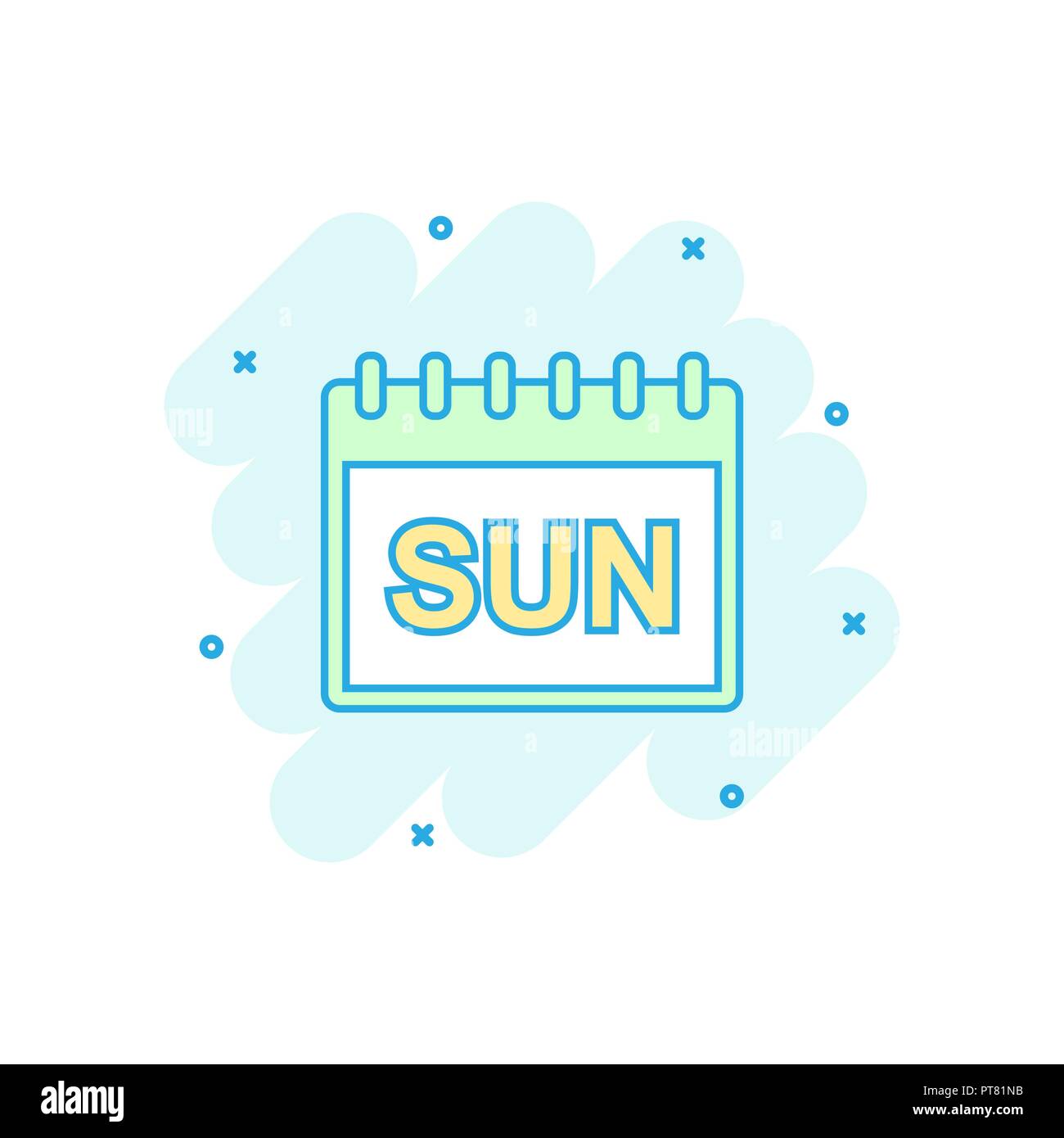 Cartoon colored sunday calendar page icon in comic style. Calendar ...