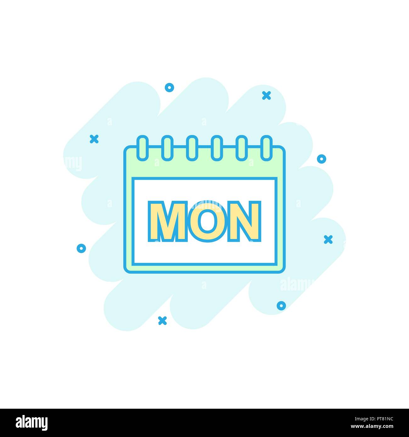Cartoon colored monday calendar page icon in comic style. Calendar ...