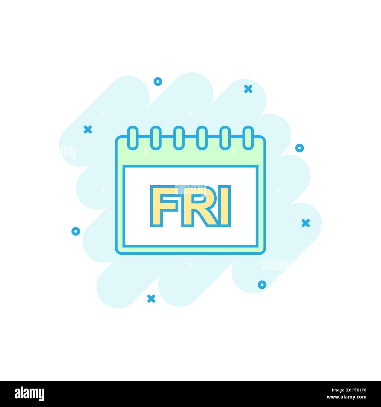 Cartoon colored friday calendar page icon in comic style. Calendar ...