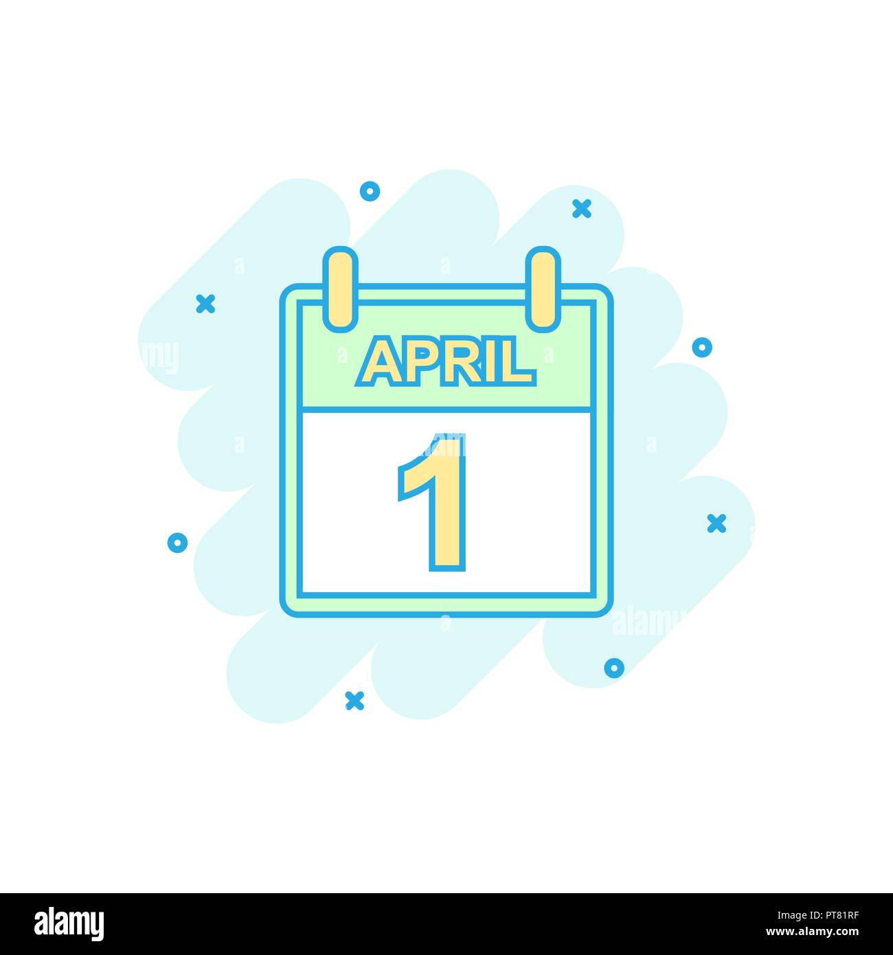 Cartoon colored april 1 fool day calendar icon in comic style. Calendar ...