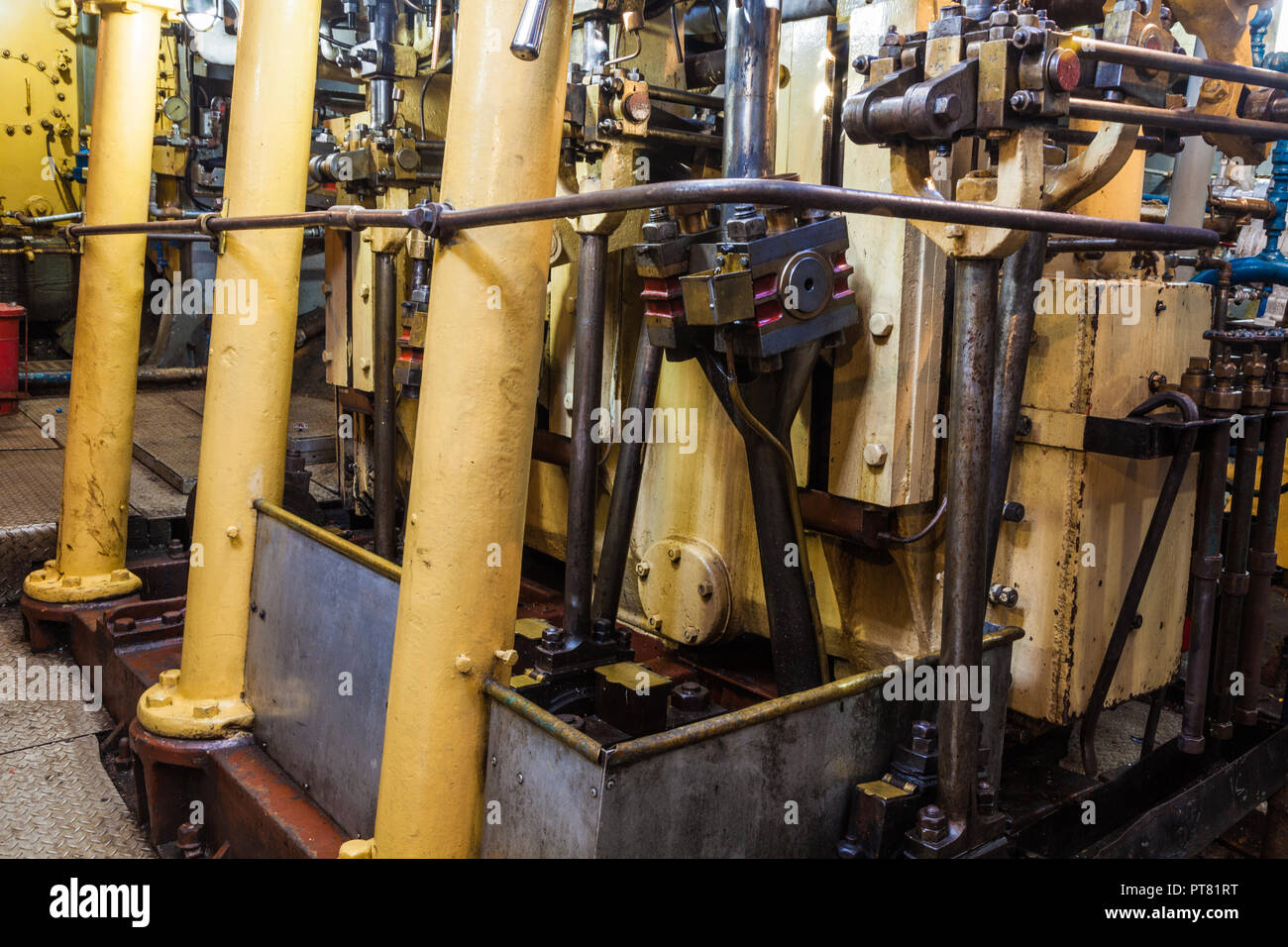 Engine Room detail of the steam powered SS Master tugboat Stock Photo ...