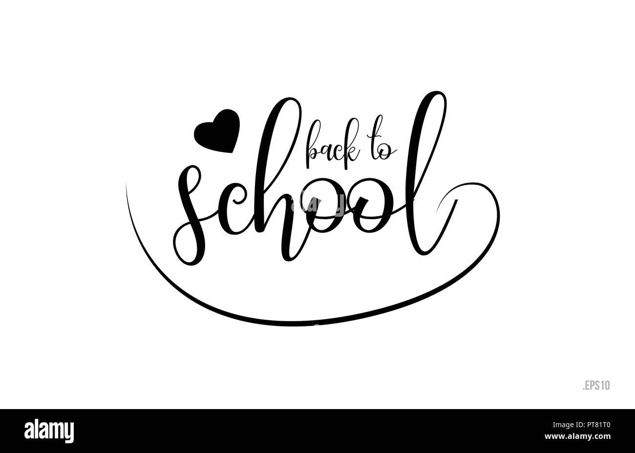 back to school word text with black and white love heart suitable for ...
