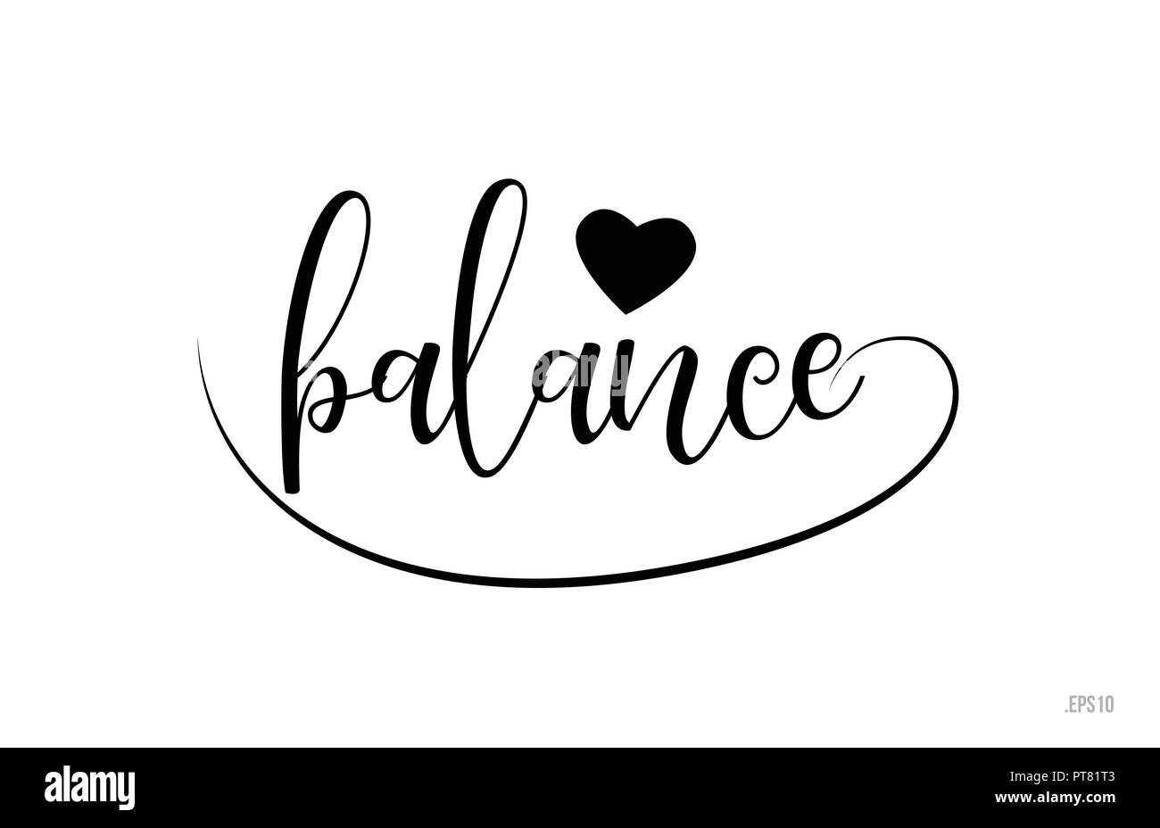 balance word text with black and white love heart suitable for card ...
