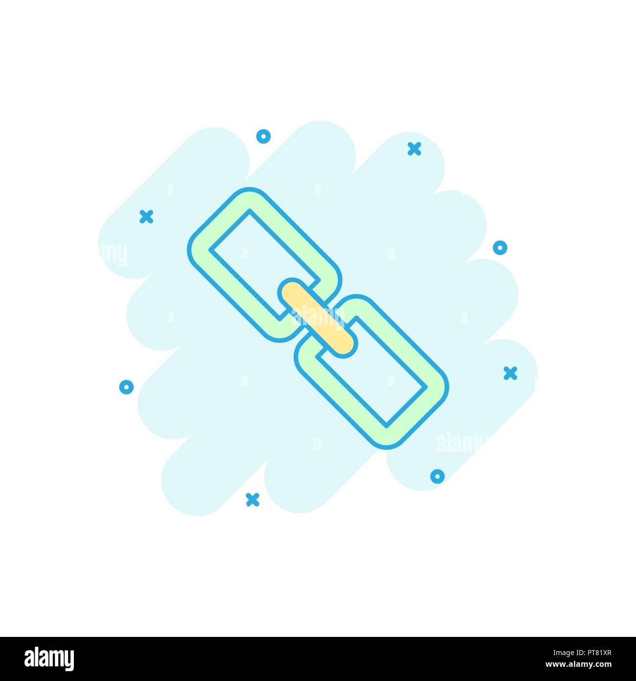 Cartoon colored chain icon in comic style. Connection illustration ...