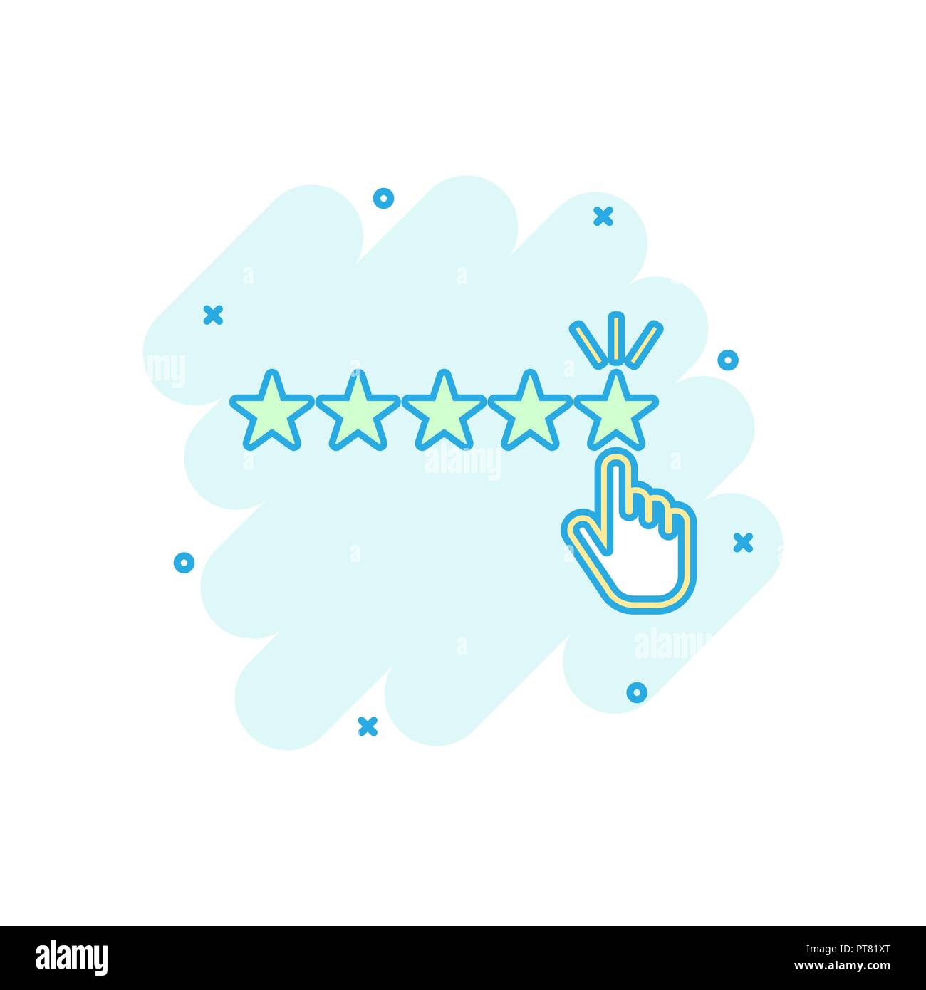 Cartoon colored customer reviews icon in comic style. Rating feedback ...