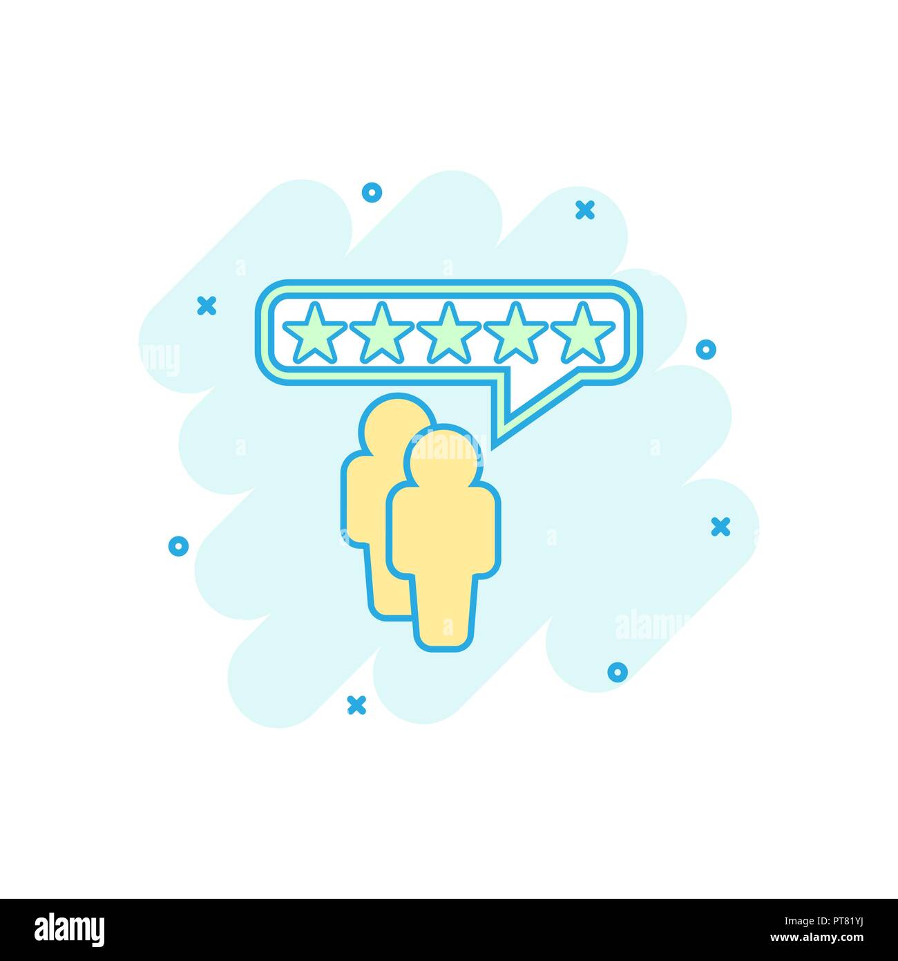 Cartoon colored customer reviews icon in comic style. Rating feedback ...