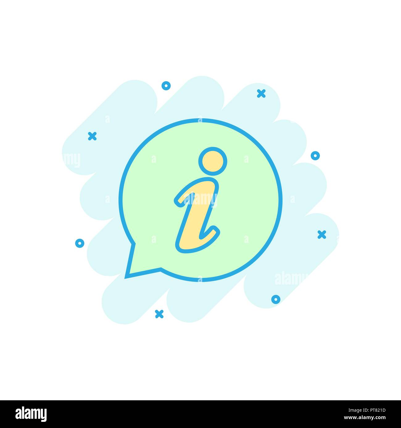 Cartoon colored information icon in comic style. Speech illustration ...
