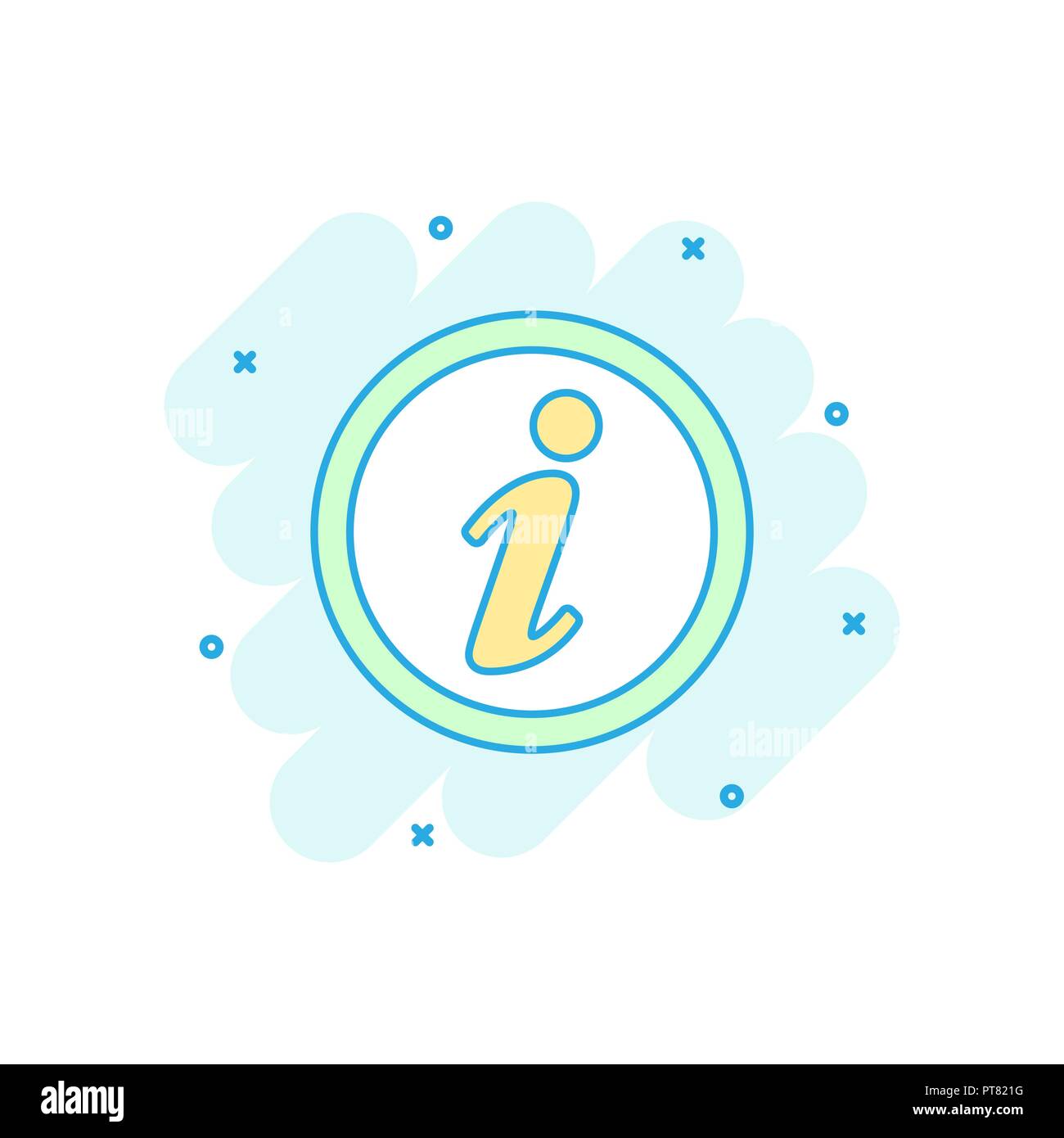 Cartoon colored information icon in comic style. Speech illustration ...