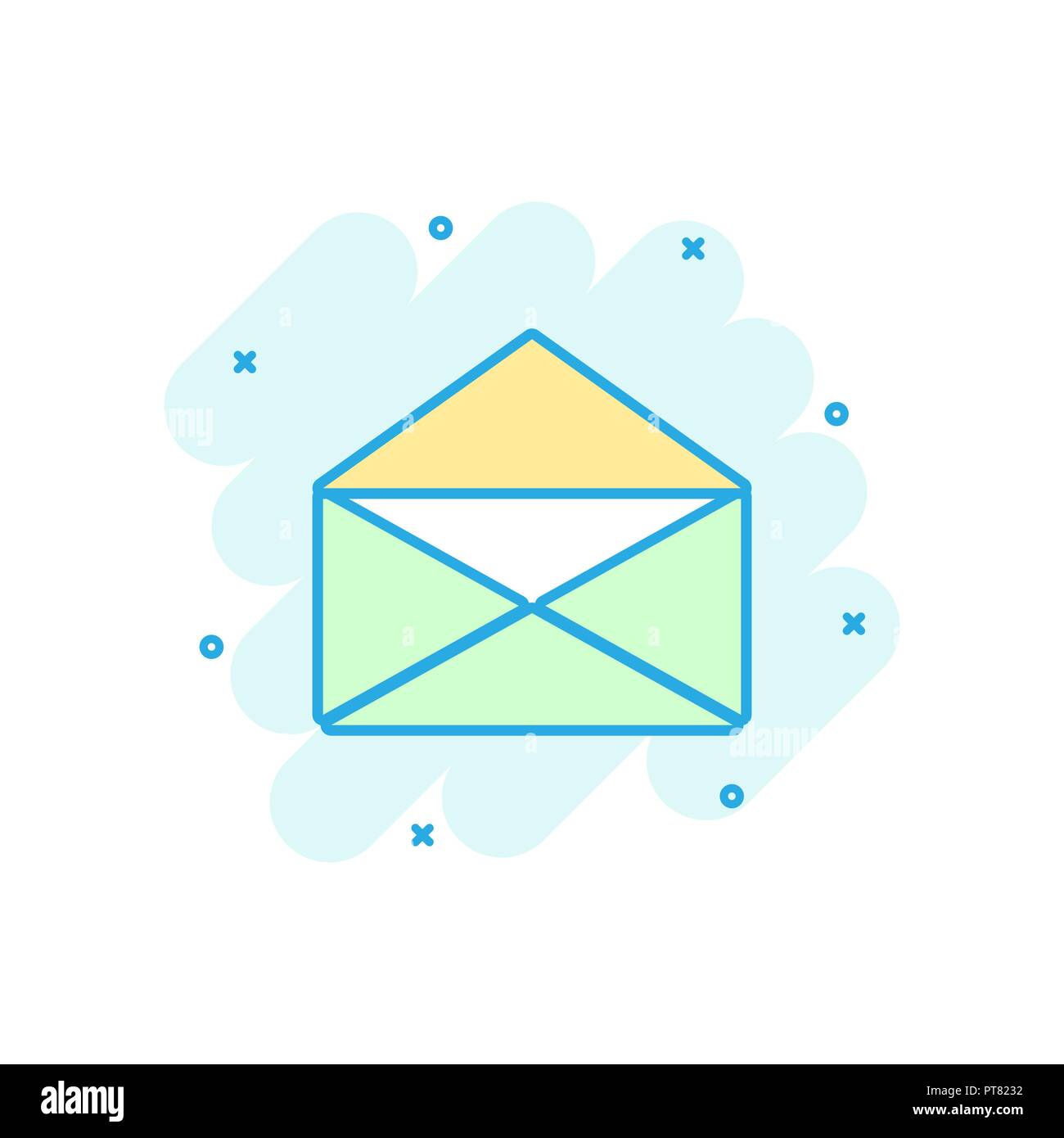 Cartoon colored mail envelope icon in comic style. Envelope ...