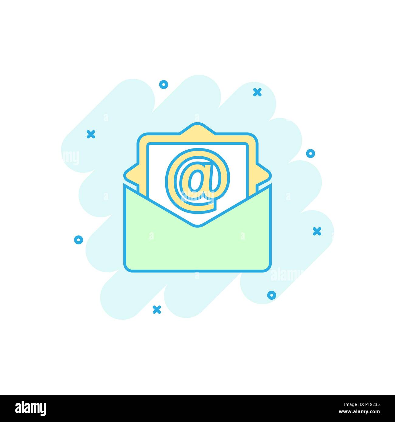 Cartoon colored mail envelope icon in comic style. Envelope ...