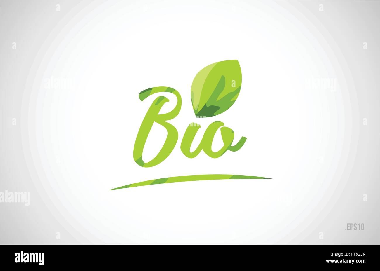 Bio green leaf word on white background suitable for card icon or ...