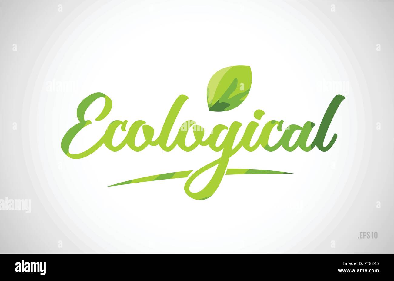 ecological green leaf word on white background suitable for card icon ...