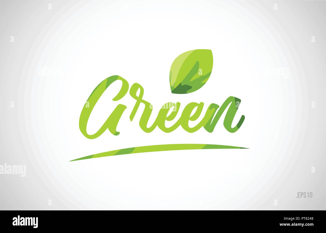 green green leaf word on white background suitable for card icon or ...