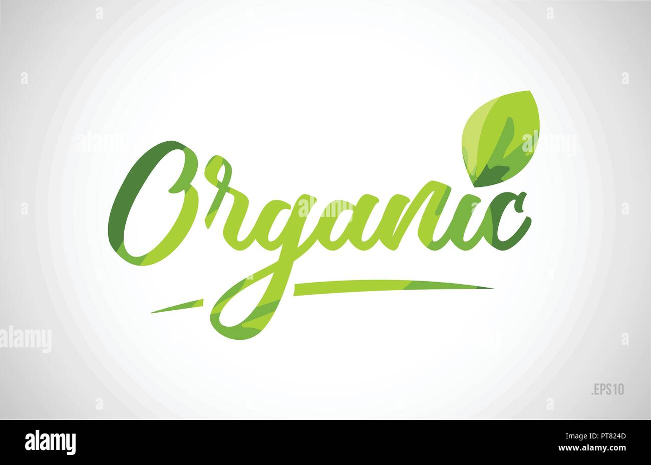 organic green leaf word on white background suitable for card icon or ...