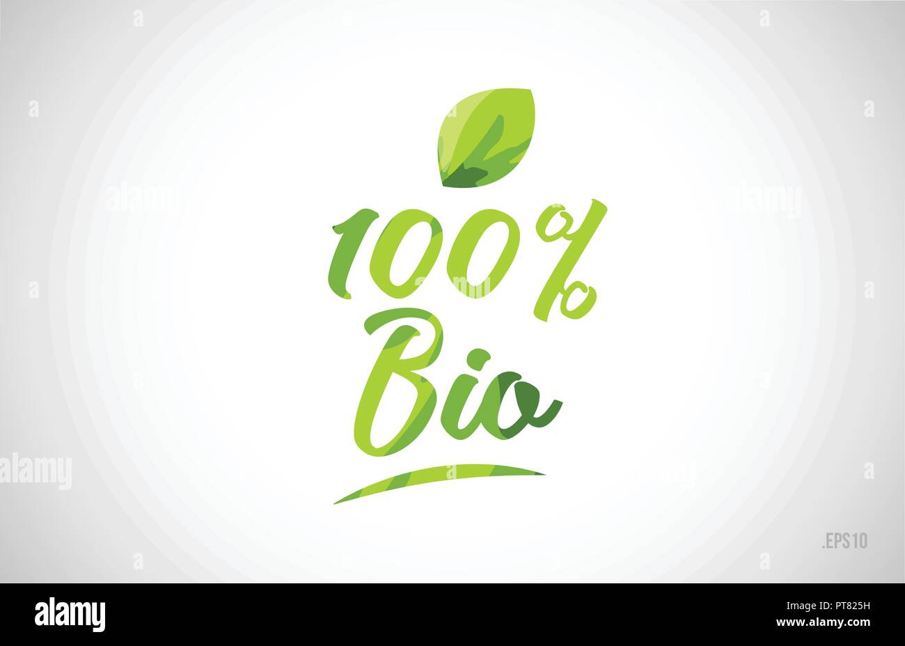 100% bio green leaf word on white background suitable for card icon or ...