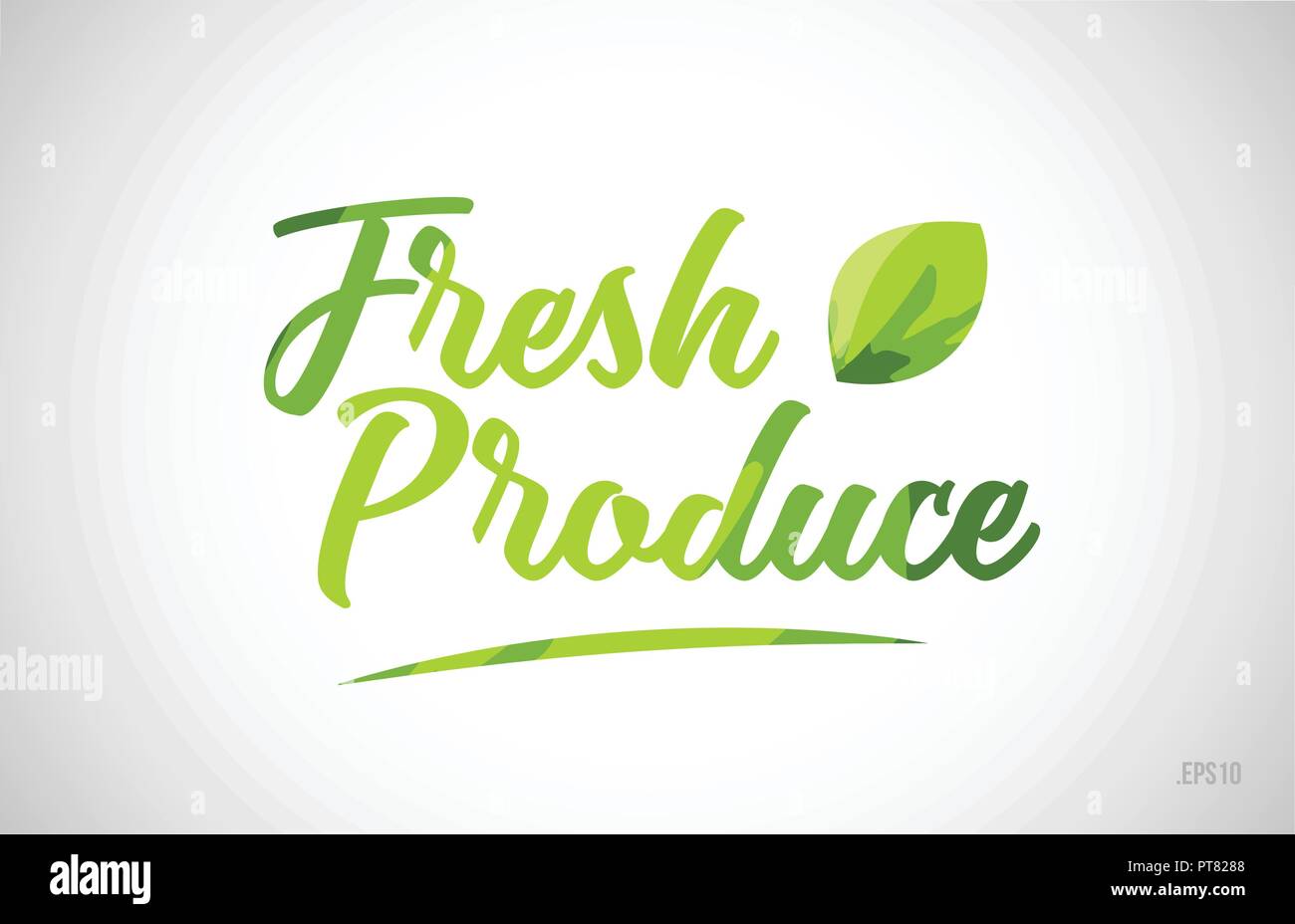 fresh produce green leaf word on white background suitable for card ...