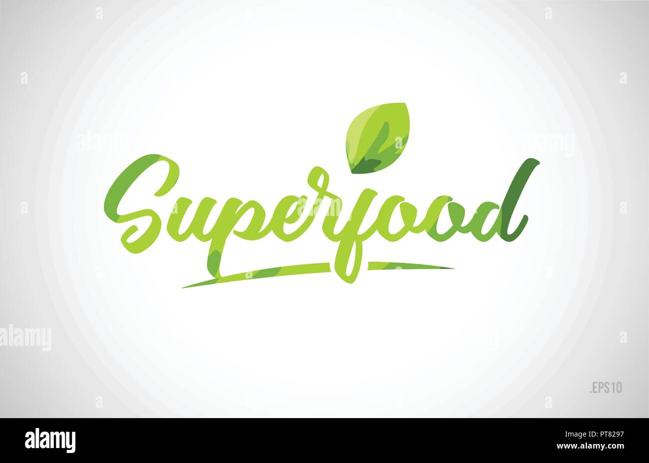 superfood green leaf word on white background suitable for card icon or ...