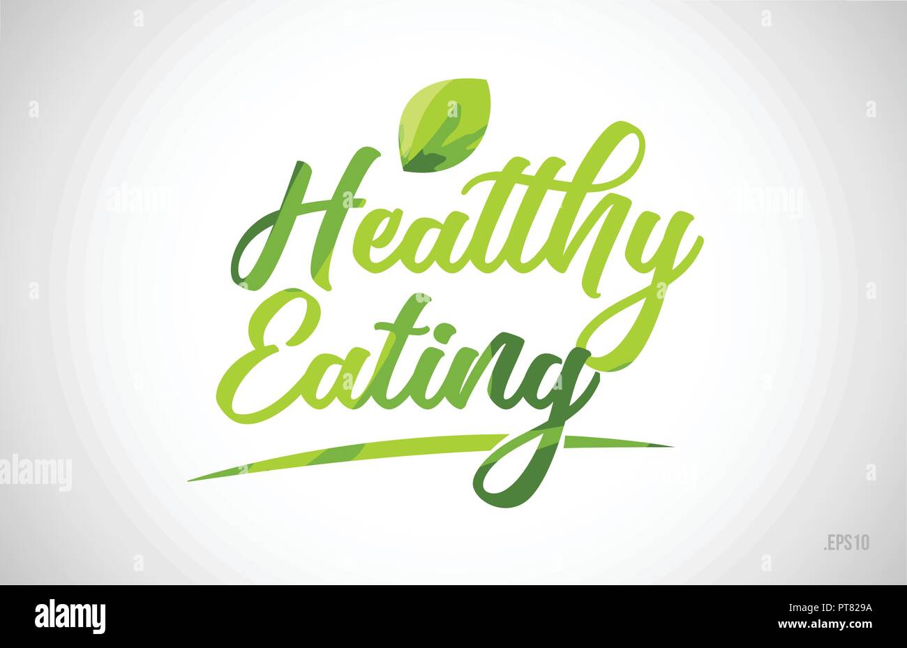 healthy eating green leaf word on white background suitable for card ...