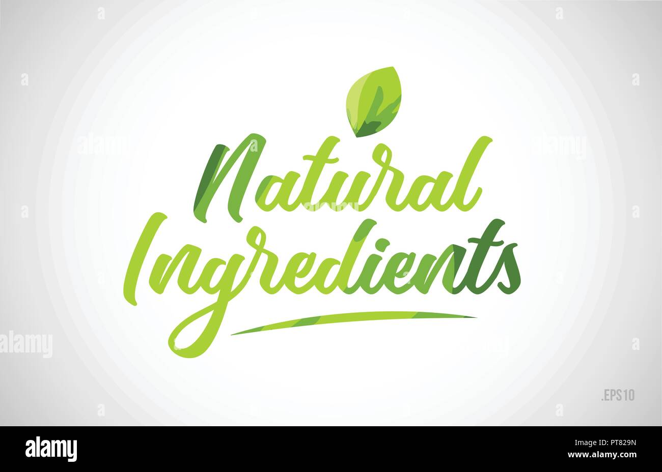 natural ingredients green leaf word on white background suitable for ...