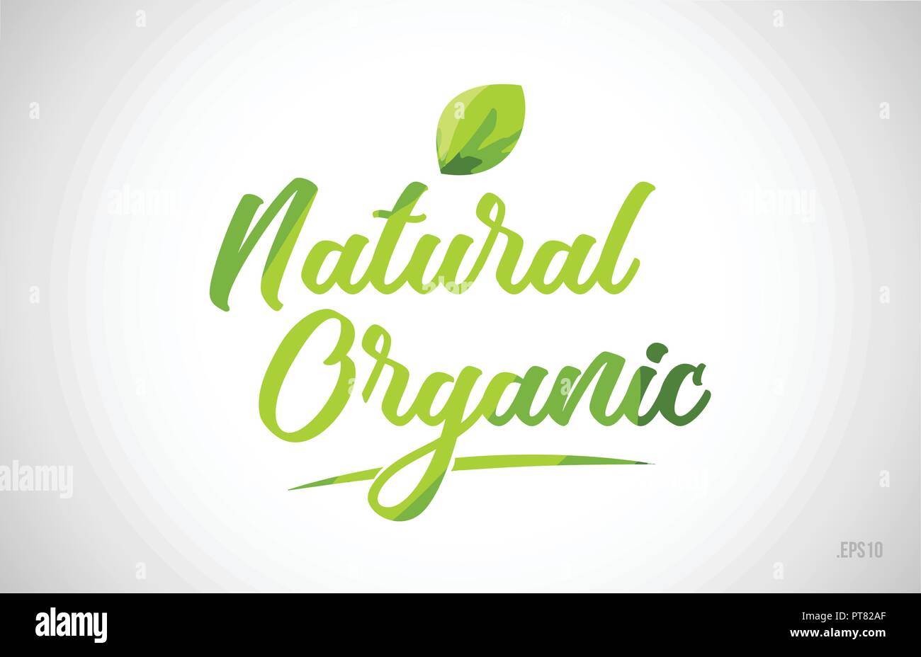 natural organic green leaf word on white background suitable for card ...