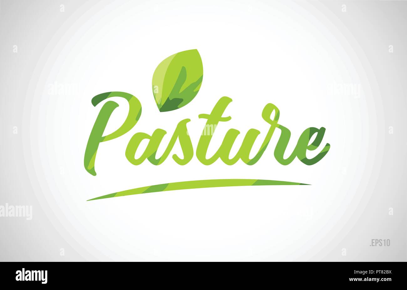 pasture green leaf word on white background suitable for card icon or ...
