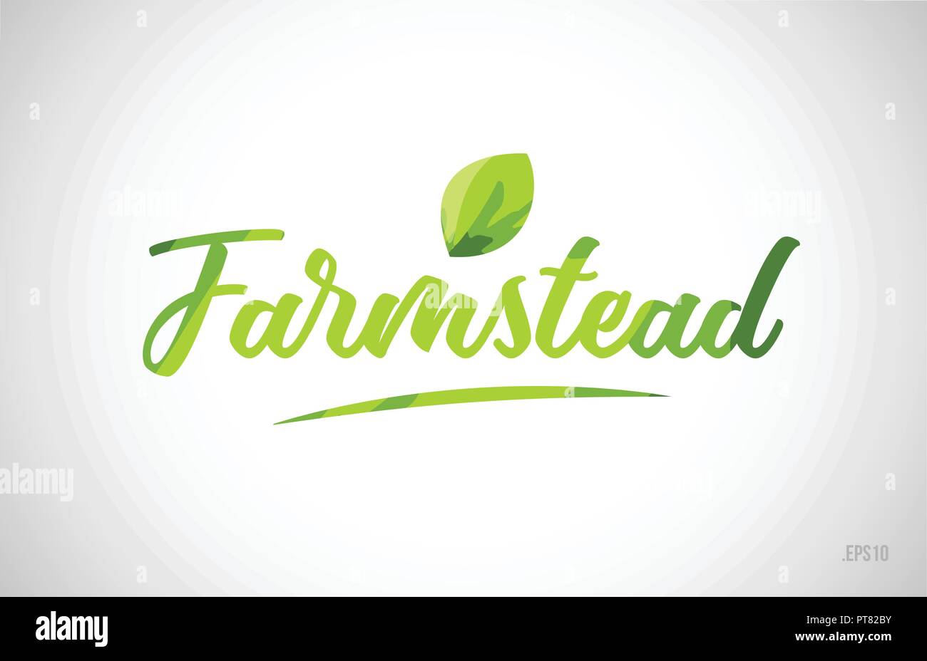 farmstead green leaf word on white background suitable for card icon or ...