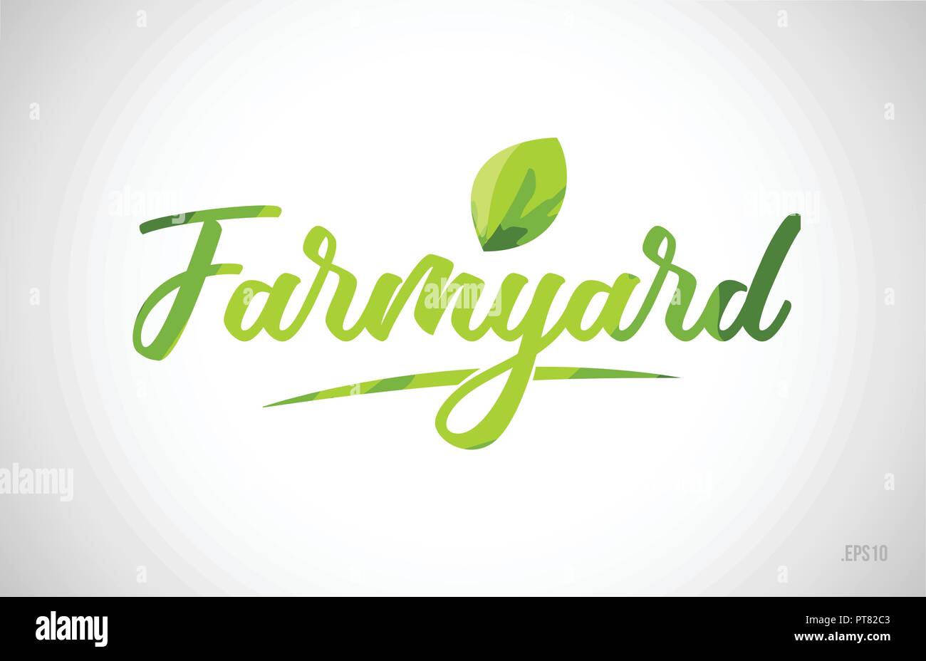 farmyard green leaf word on white background suitable for card icon or ...