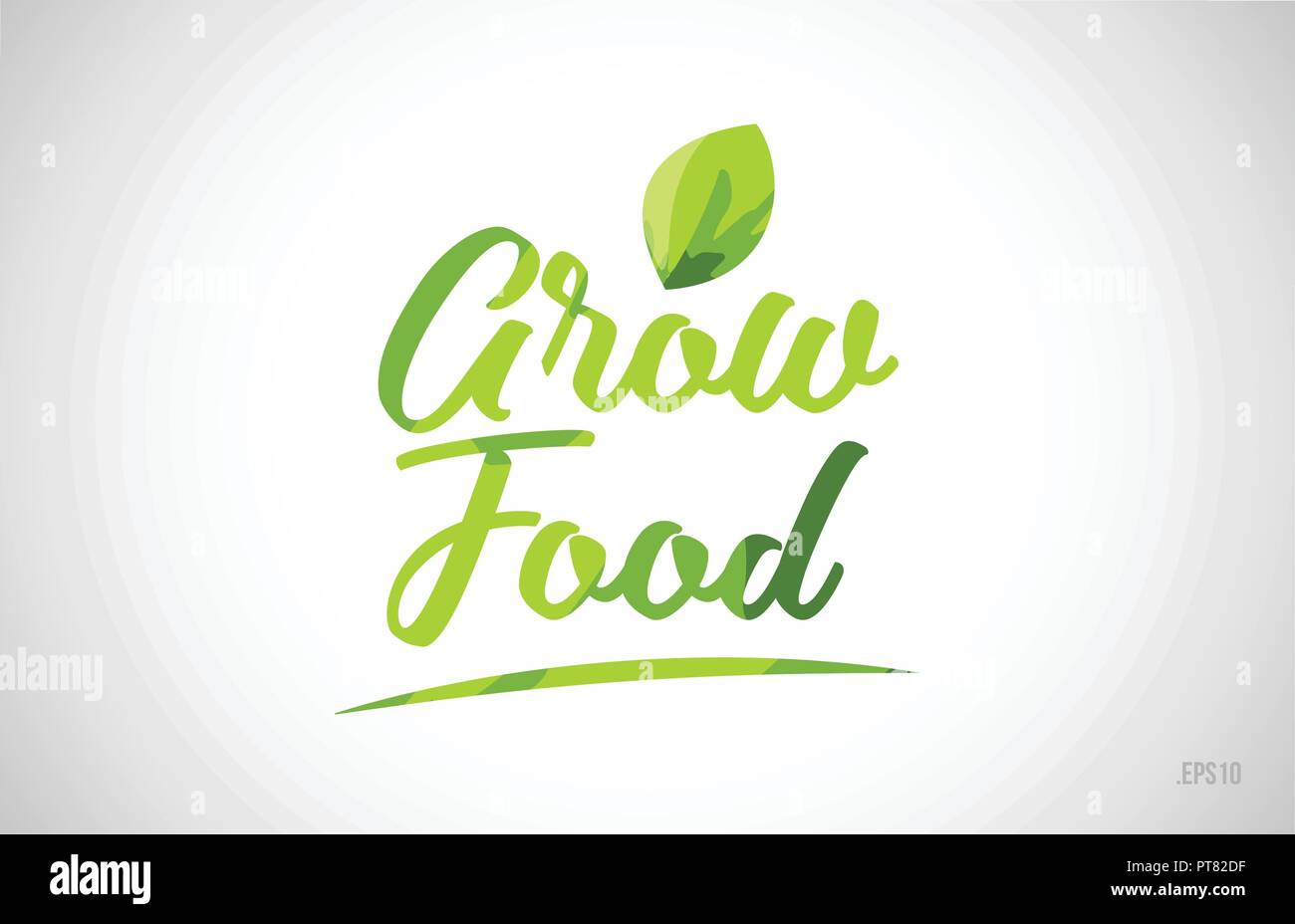 grow food green leaf word on white background suitable for card icon or ...