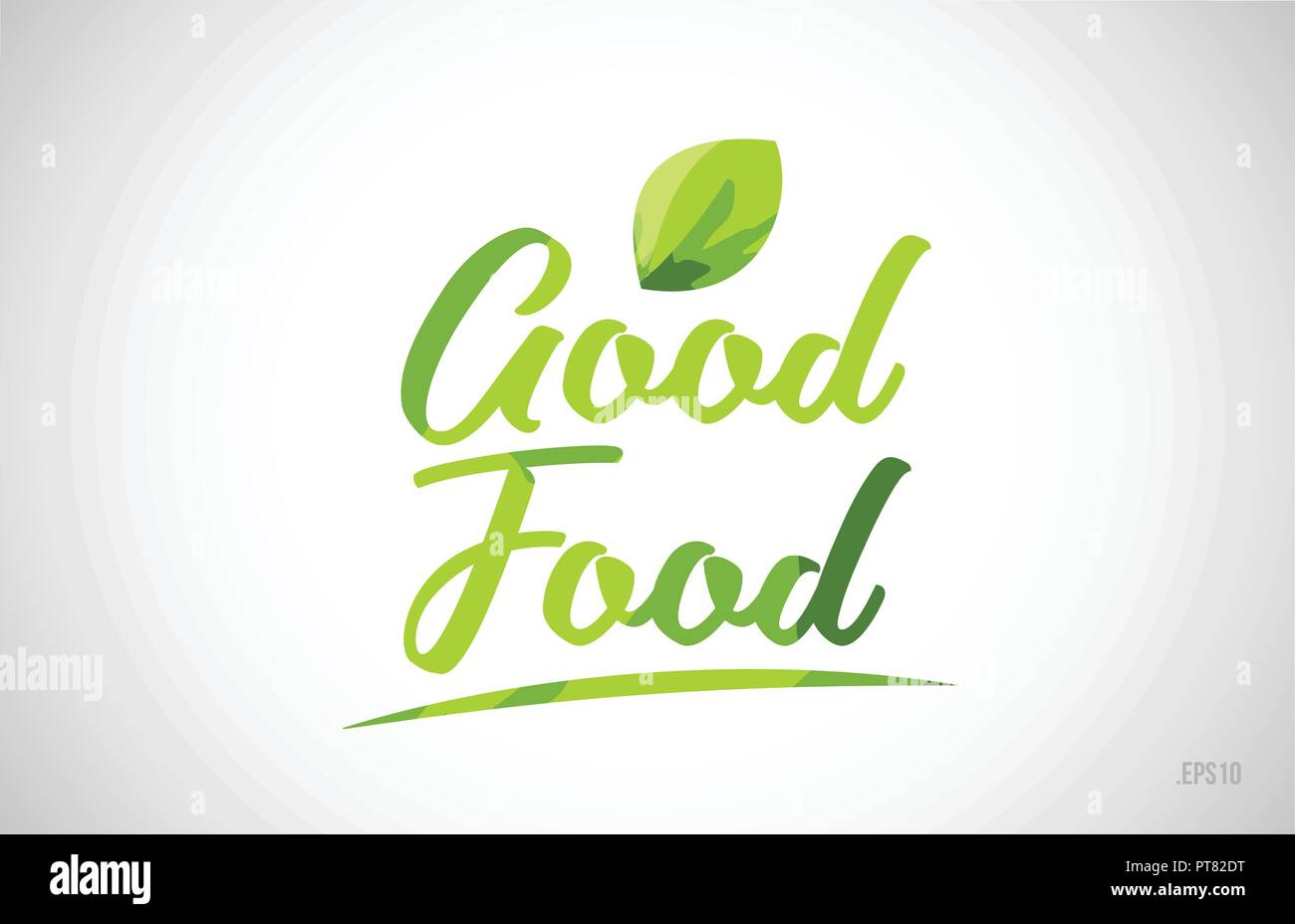 good food green leaf word on white background suitable for card icon or ...