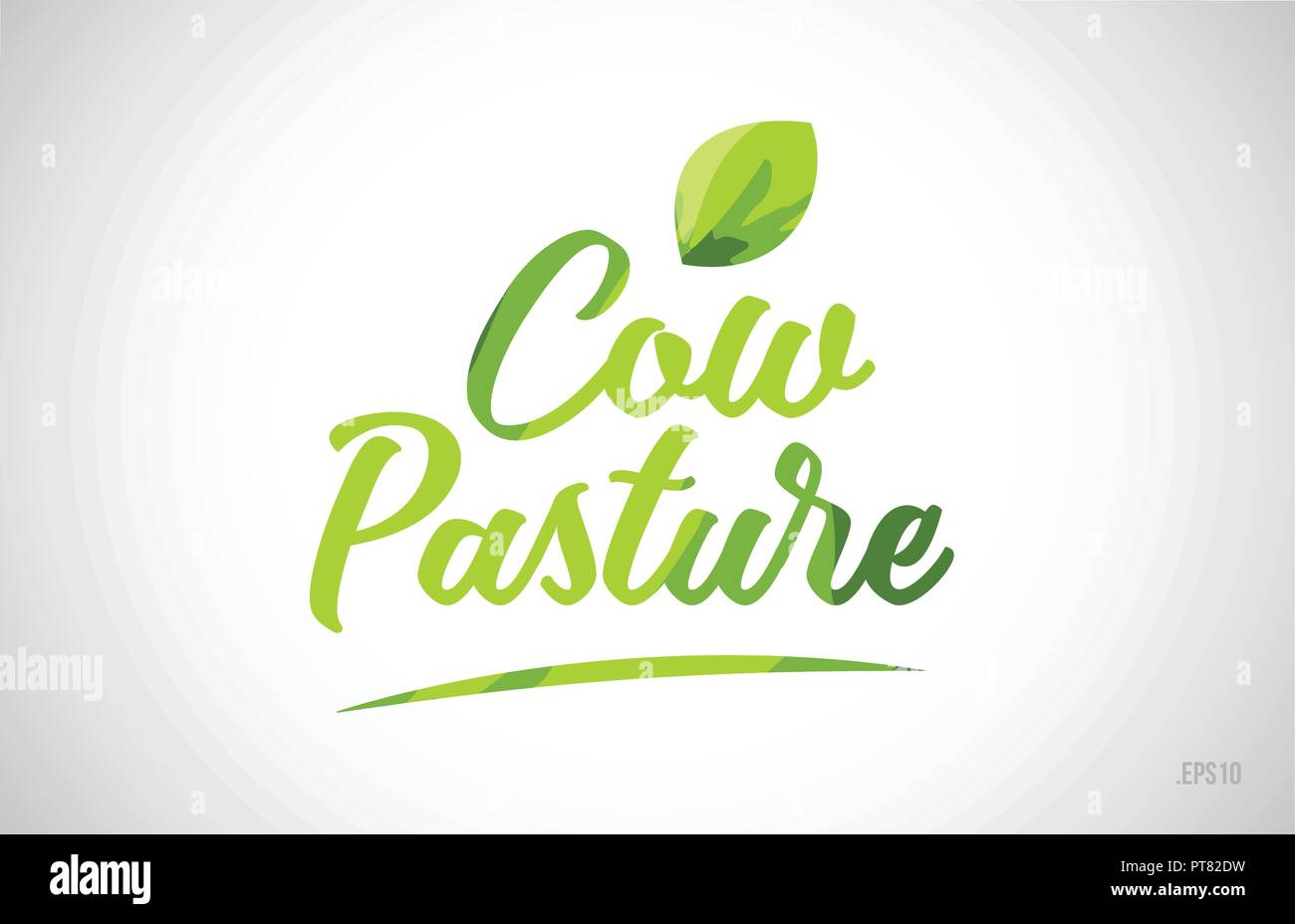 cow pasture green leaf word on white background suitable for card icon ...