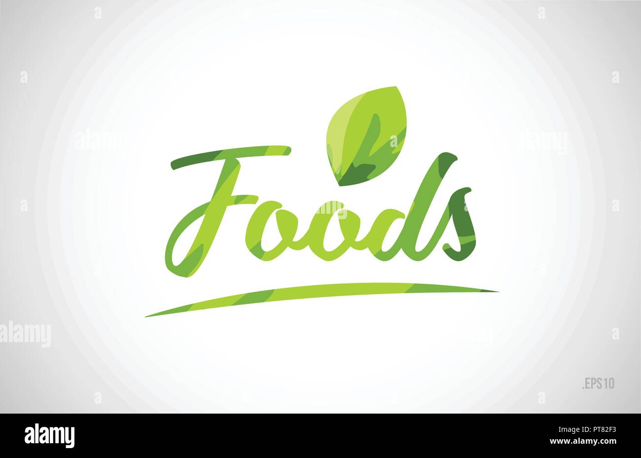 foods green leaf word on white background suitable for card icon or ...